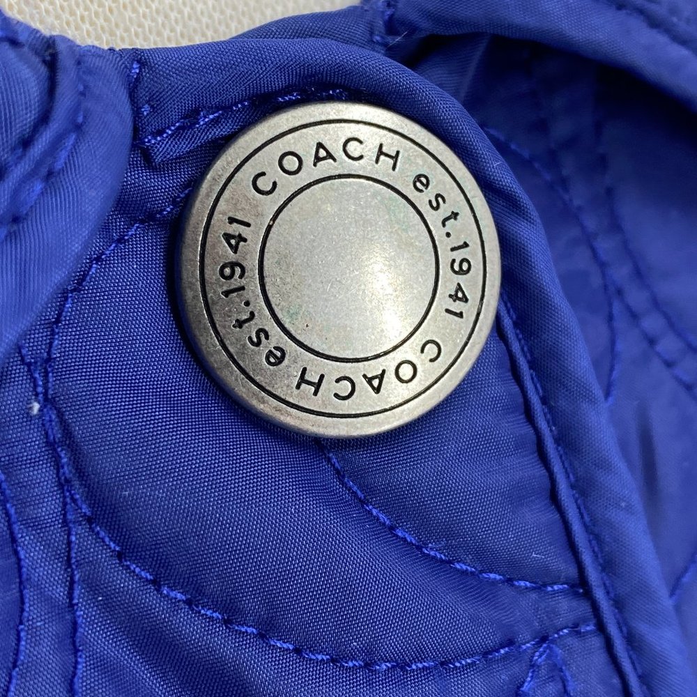 Coach Women's Quilted Cc Logo Navy Blue Jacket Coa - Gem